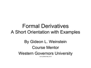 Formal Derivatives | PPT