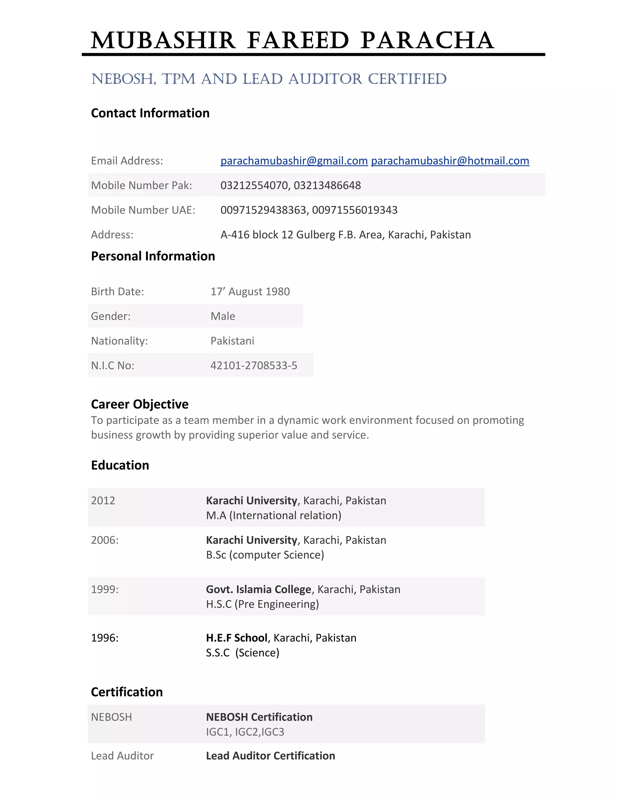 Mubashir paracha(hse) | PDF