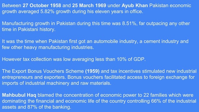 ECONOMIC HISTORY OF PAKISTAN 1950's | PPTX | Economy | Business and Finance