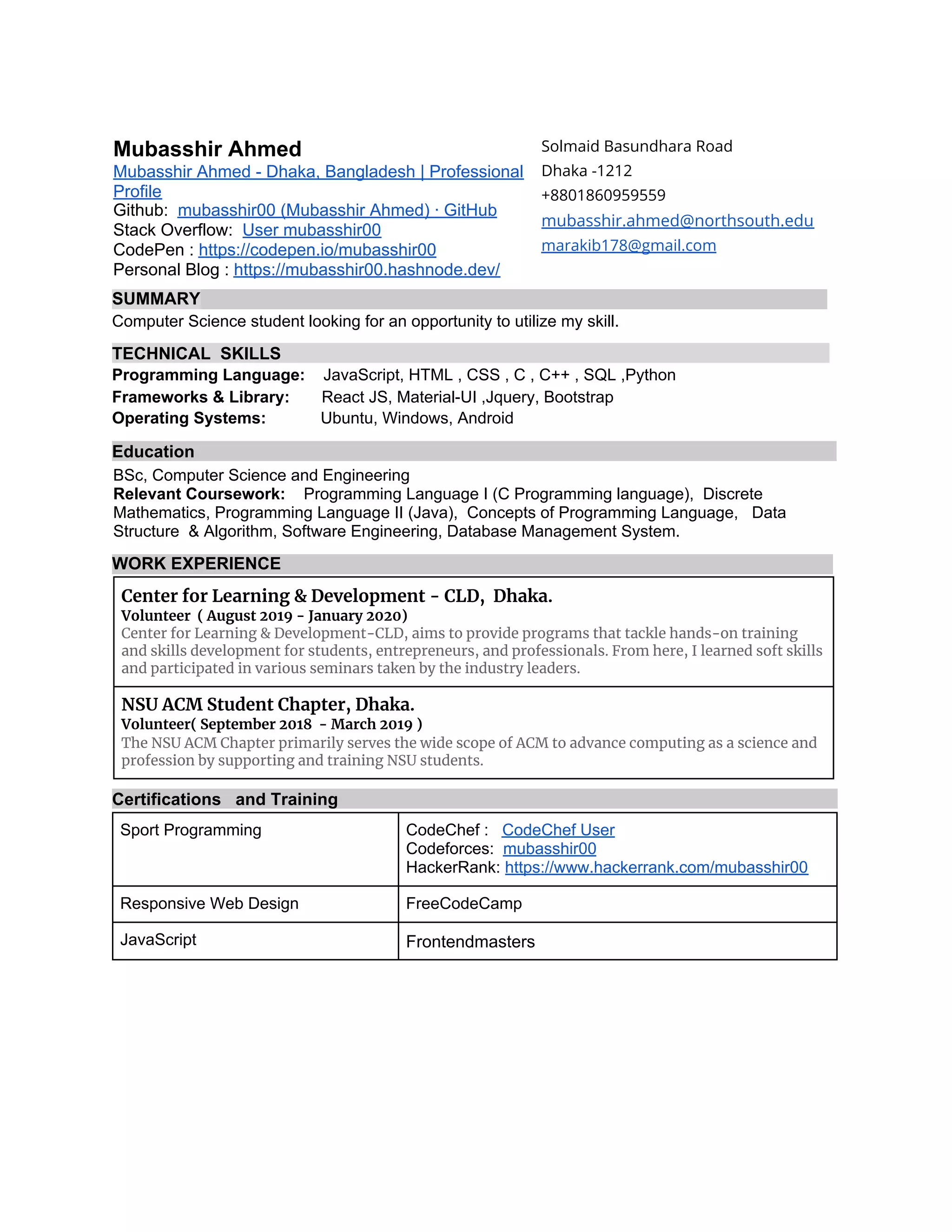 MubasshirAhmedCV | PDF