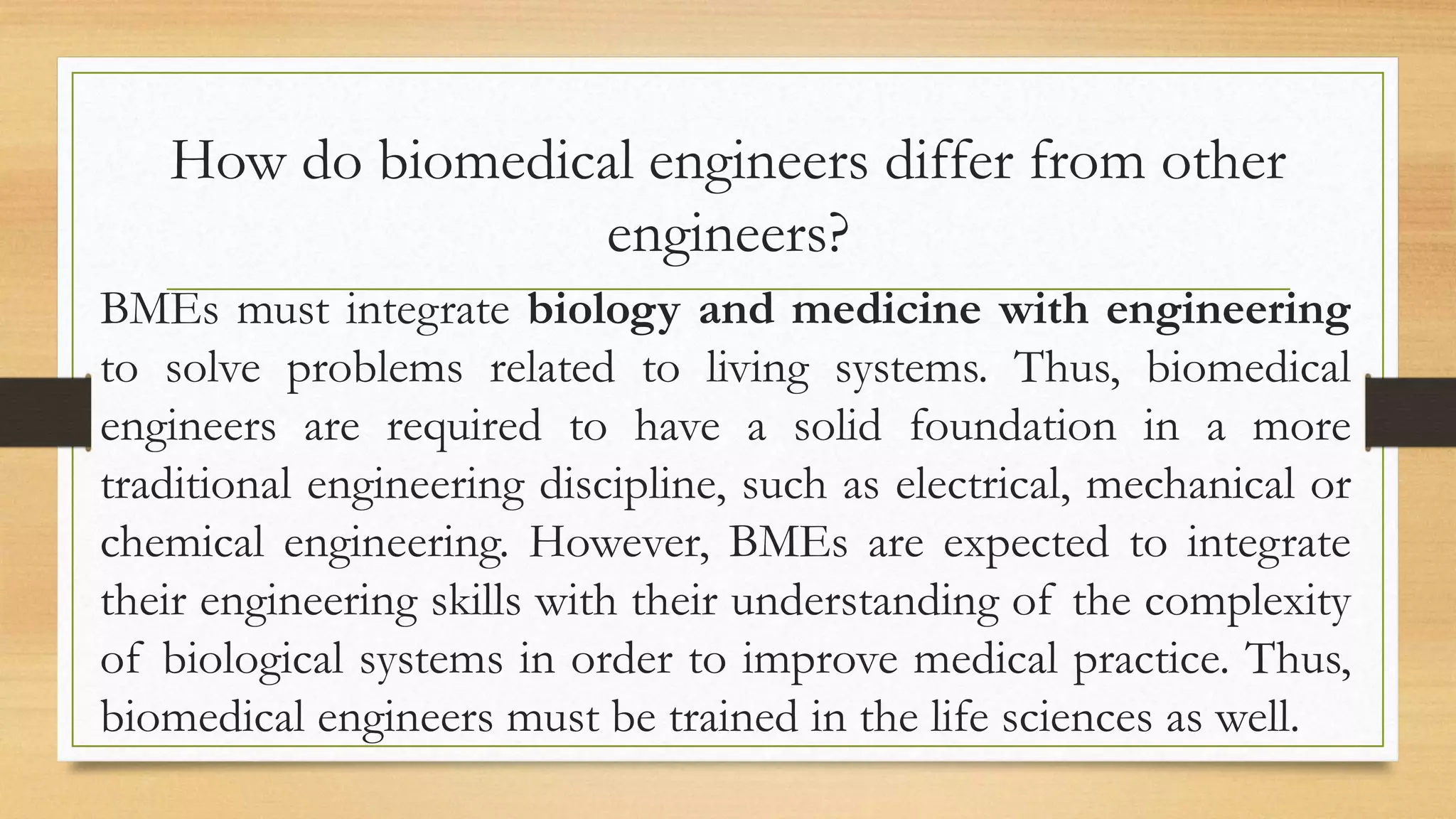 DESIGNING A CAREER IN BIOMEDICAL ENGINEERING- MUBESA | PPT