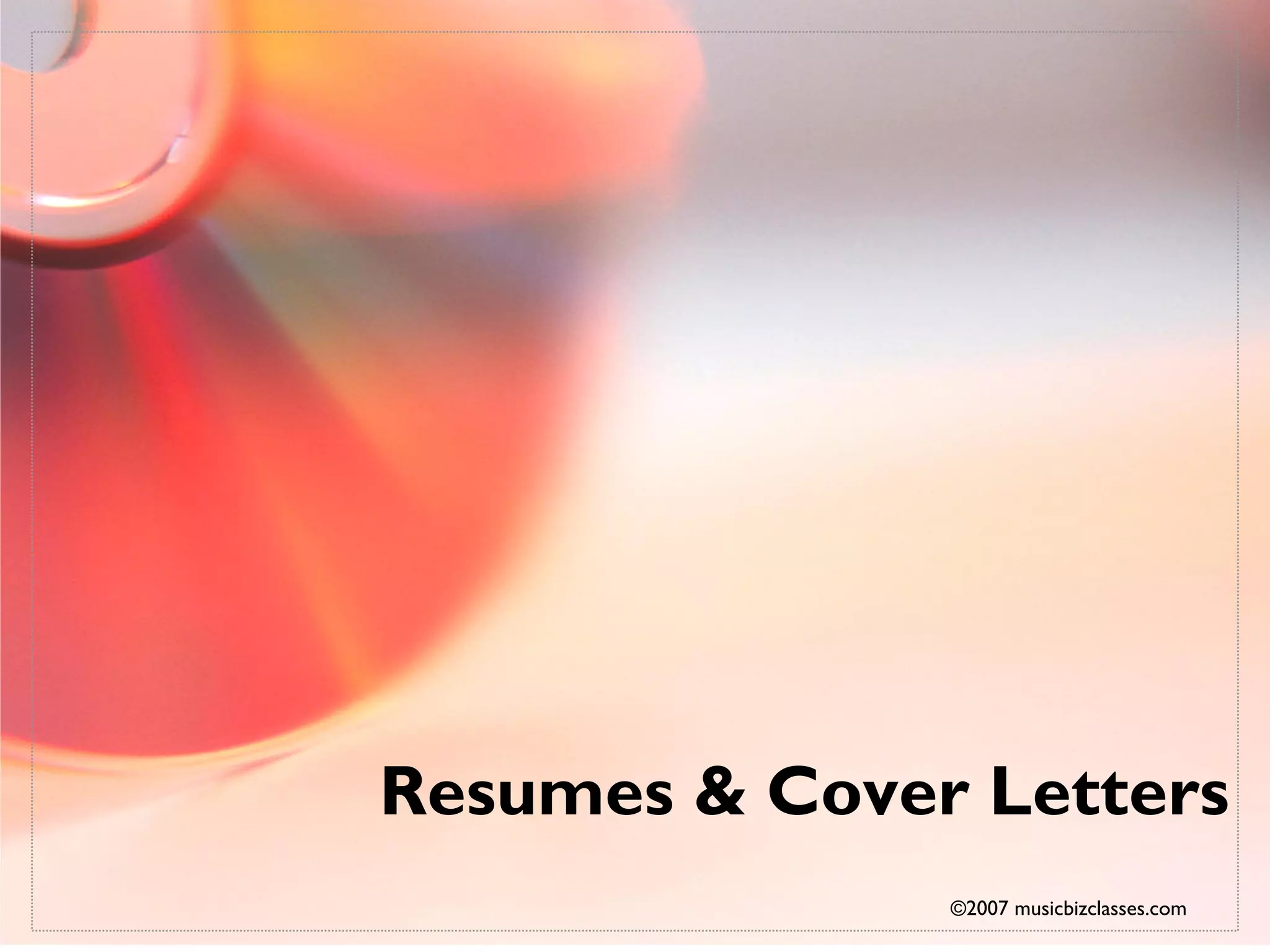 MUC295 Lec3b Resumes | PDF