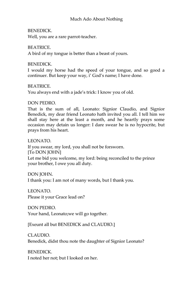 Much ado about nothing - william shakespeare | PDF | Comedy | Genres