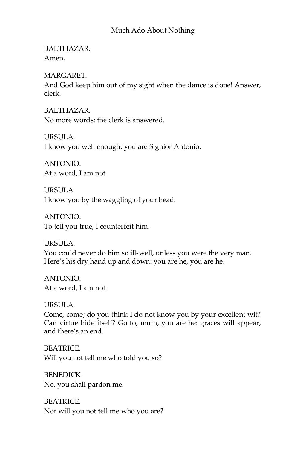 Much ado about nothing - william shakespeare