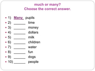 Quantifiers: Much and Many | PPTX