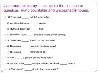 Quantifiers: Much and Many | PPTX
