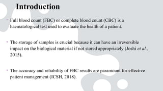 Impact of sample storage on Full blood count | PPTX