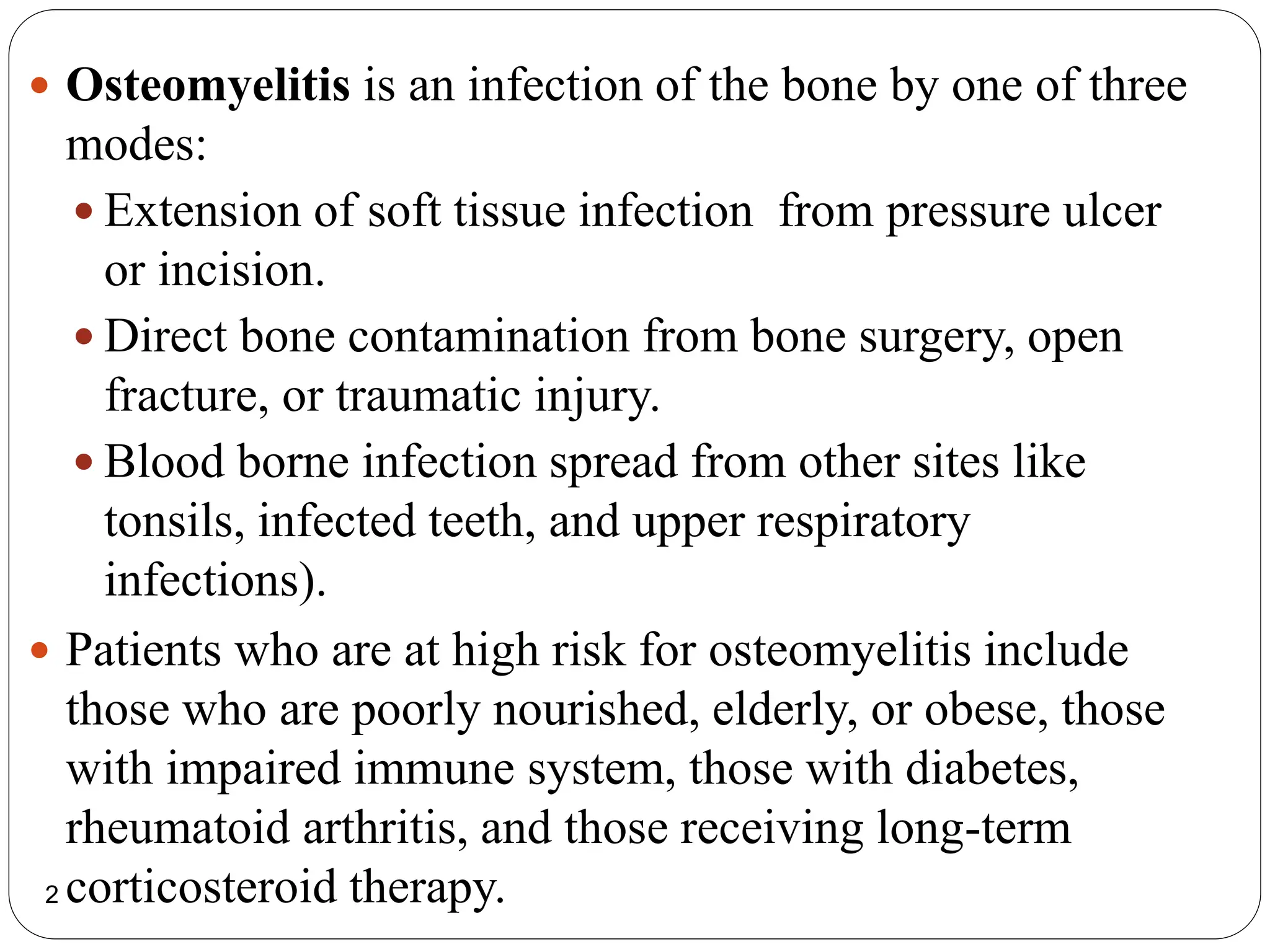 Osteomyelitis orfanused lecture notes pt | PPT