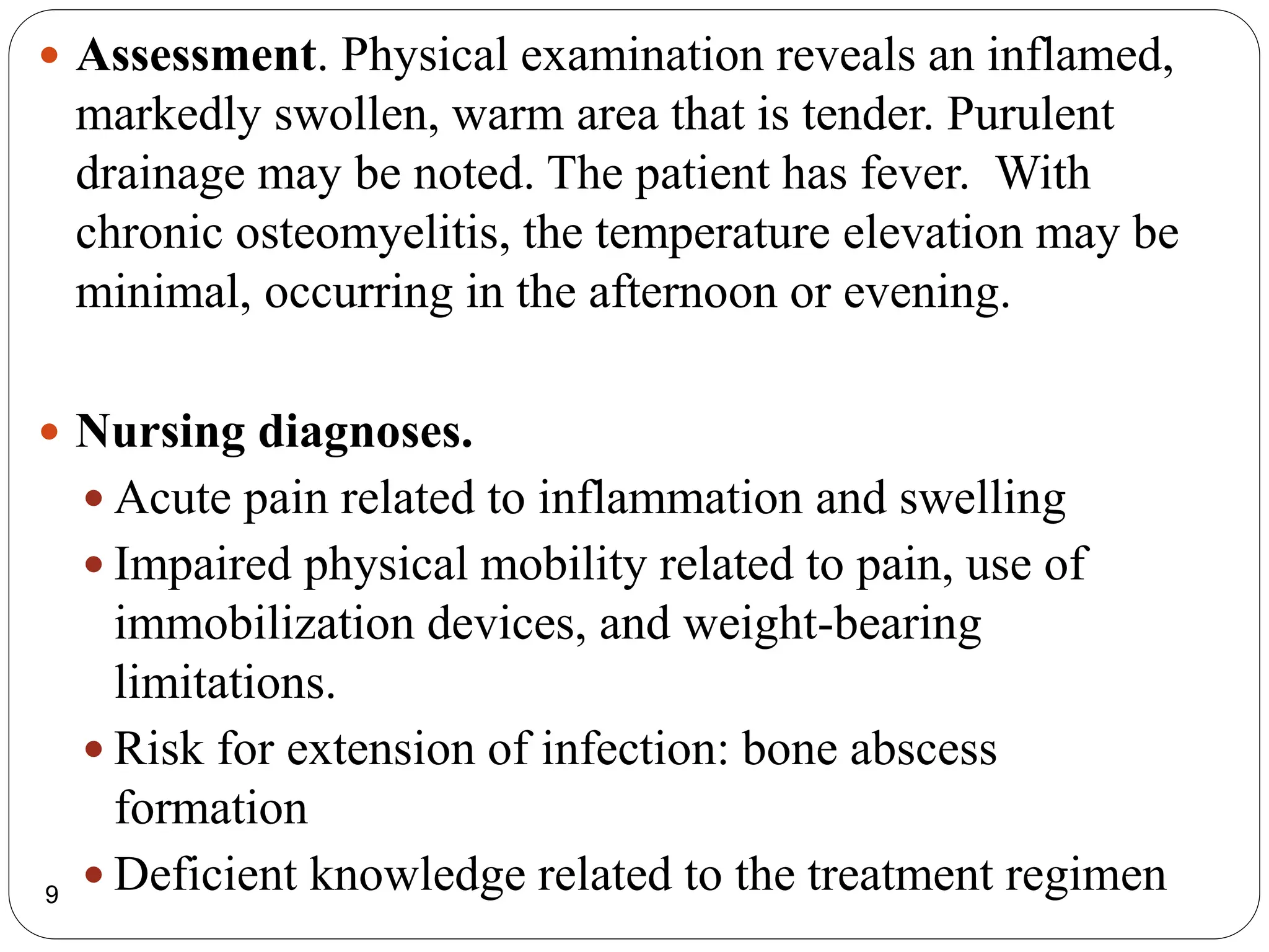 Osteomyelitis orfanused lecture notes pt | PPT