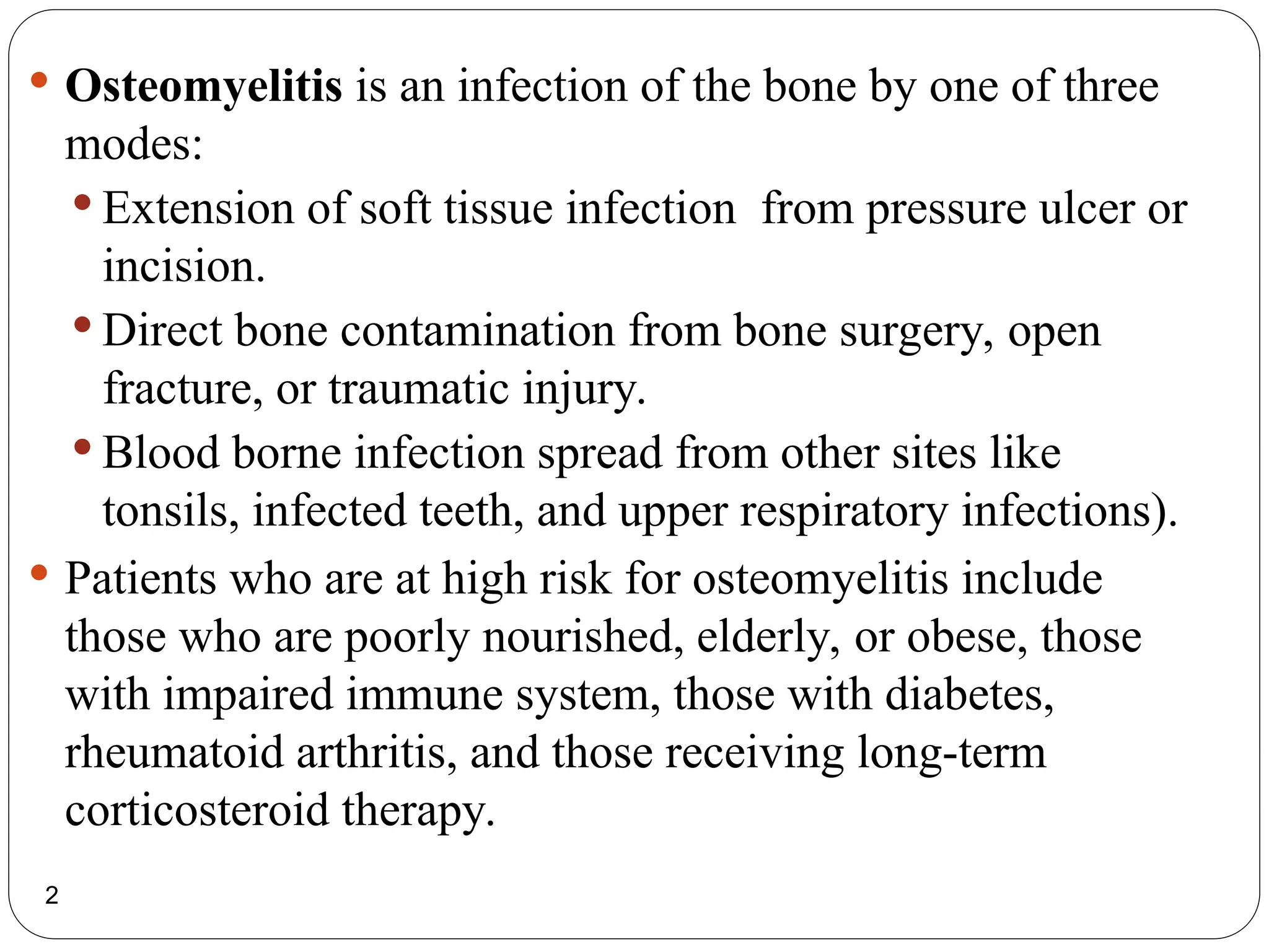 Osteomyelitis lecture ppt ortho osteomyelitis bone infection | PPT