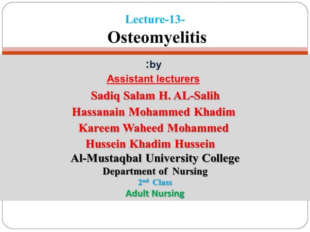 Osteomyelitis lecture ppt ortho osteomyelitis bone infection | PPT