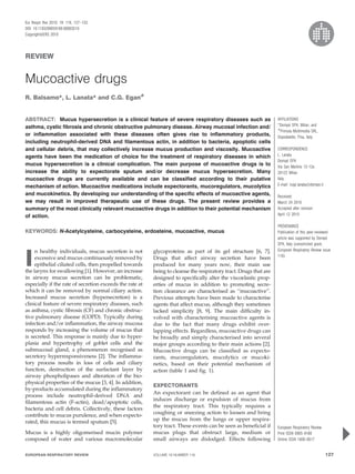 Mucoactive agents 2010 | PDF