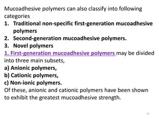 Mucoadhesive dds buccal & nasal | PPTX