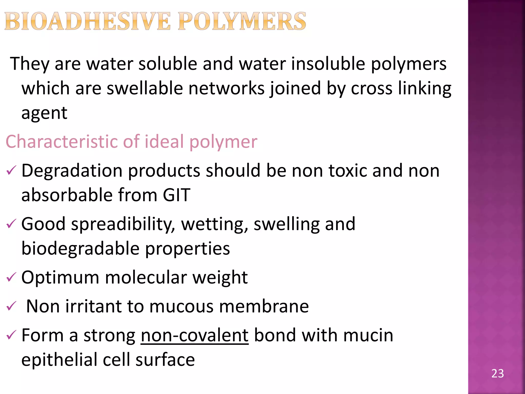 Bio/Mucoadhesive drug deivery system | PDF