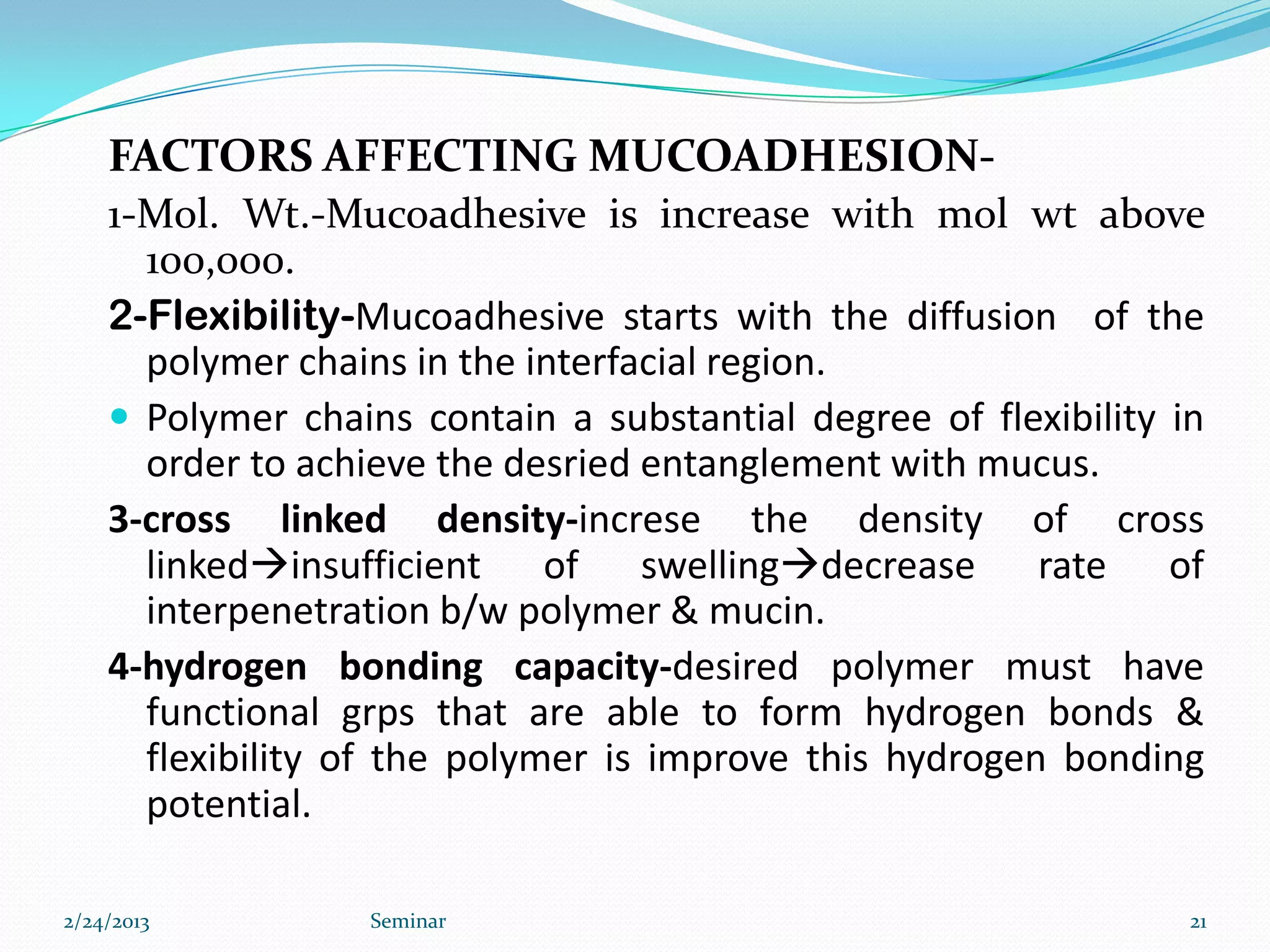 Mucoadhesive drug delivery system | PPTX