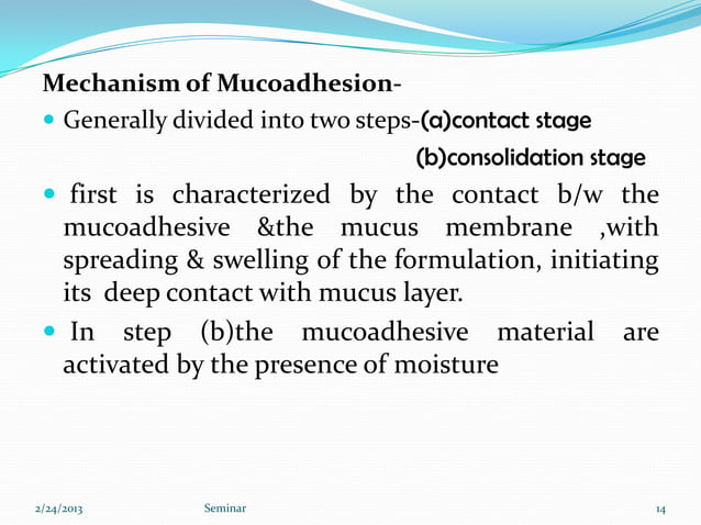 Mucoadhesive drug delivery system | PPTX
