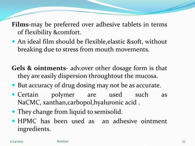 Mucoadhesive drug delivery system | PPTX