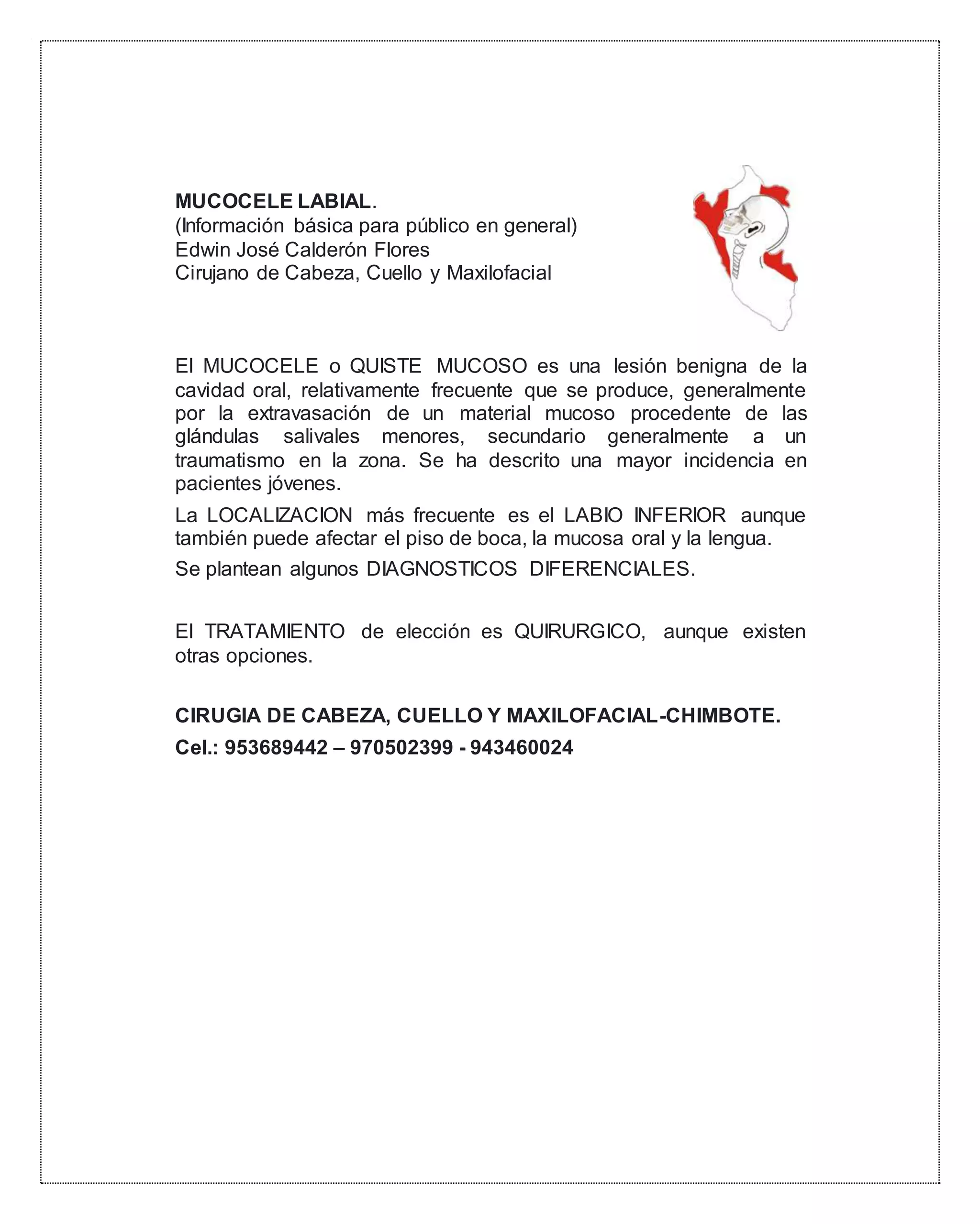 MUCOCELE LABIAL. | DOCX