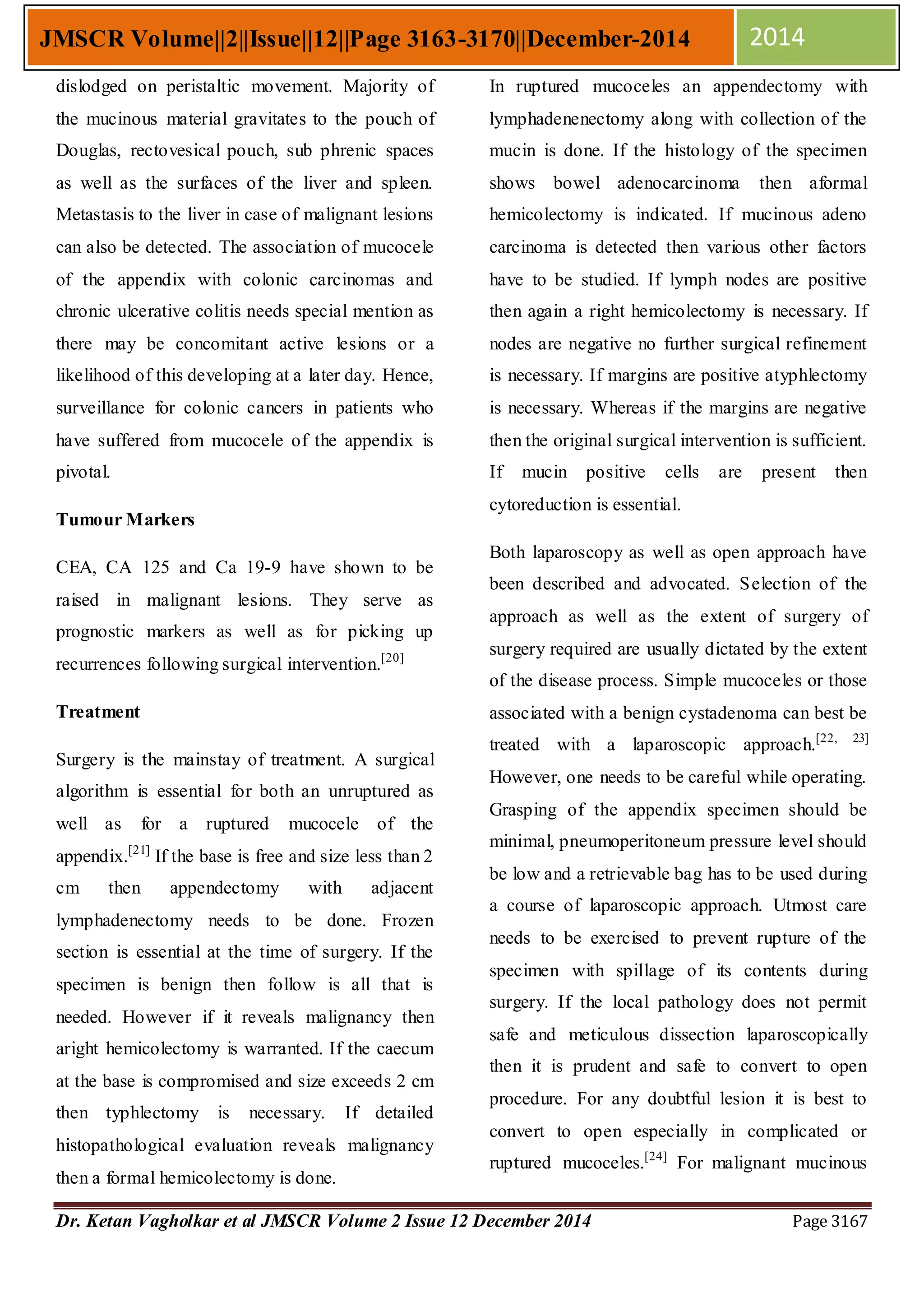 Mucocele of the Appendix | PDF