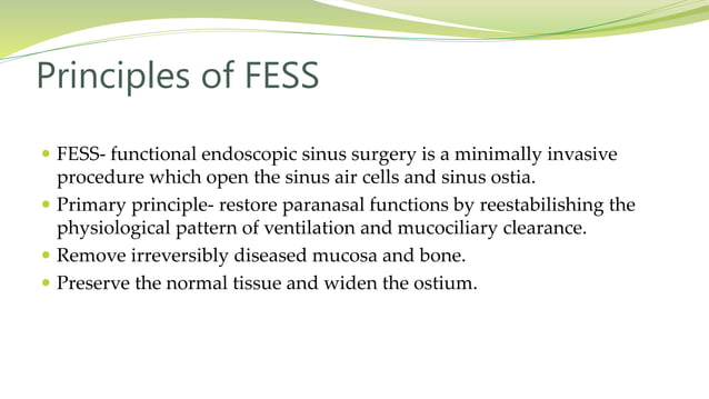 Mucociliary Pathway and Principles of FESS | PPTX | Ear, Nose and ...