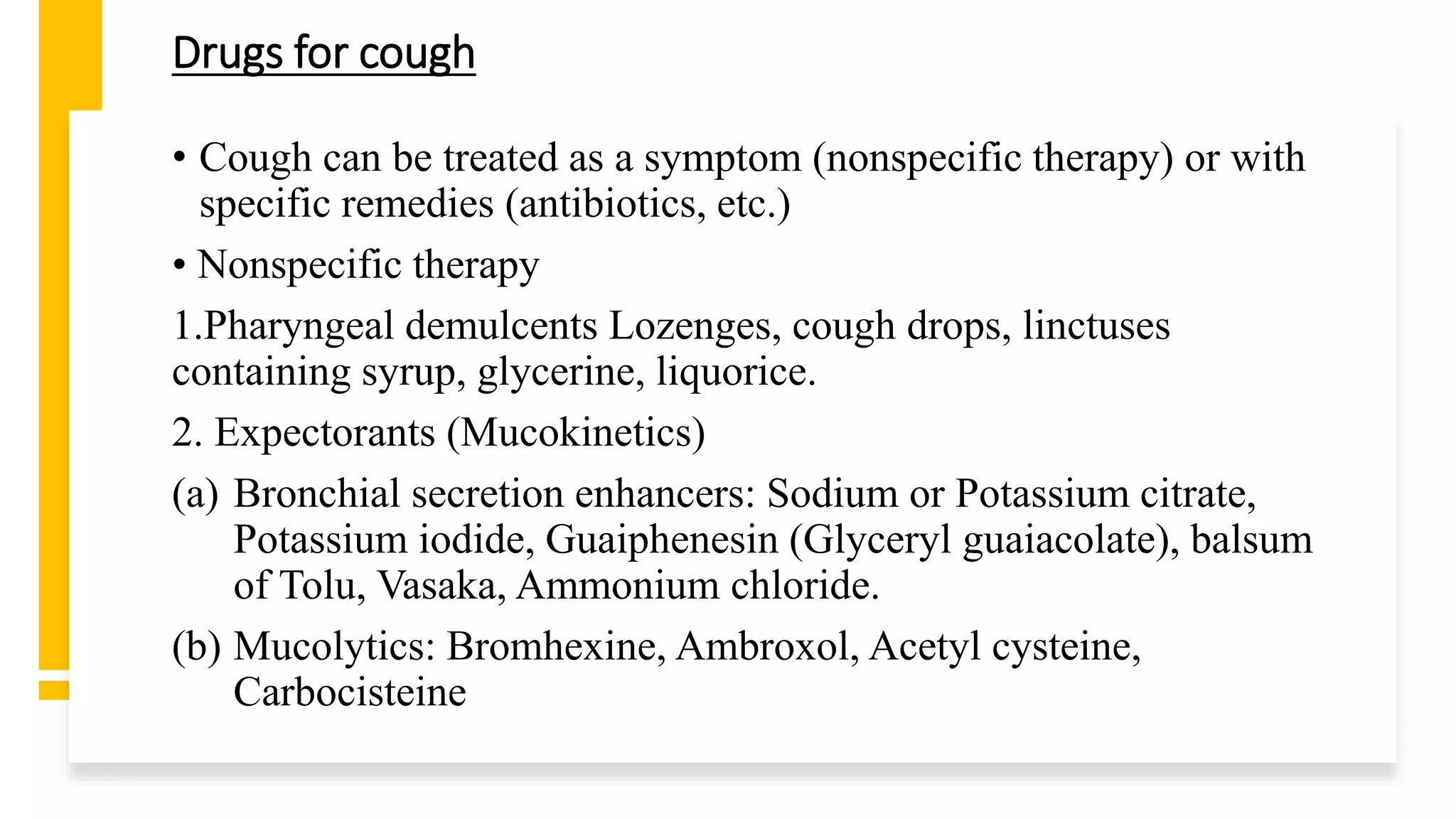 Mucolytics,Decongestants,Expectorants,Antitussives & Bronchodialators ...