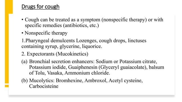 Mucolytics,Decongestants,Expectorants,Antitussives & Bronchodialators ...