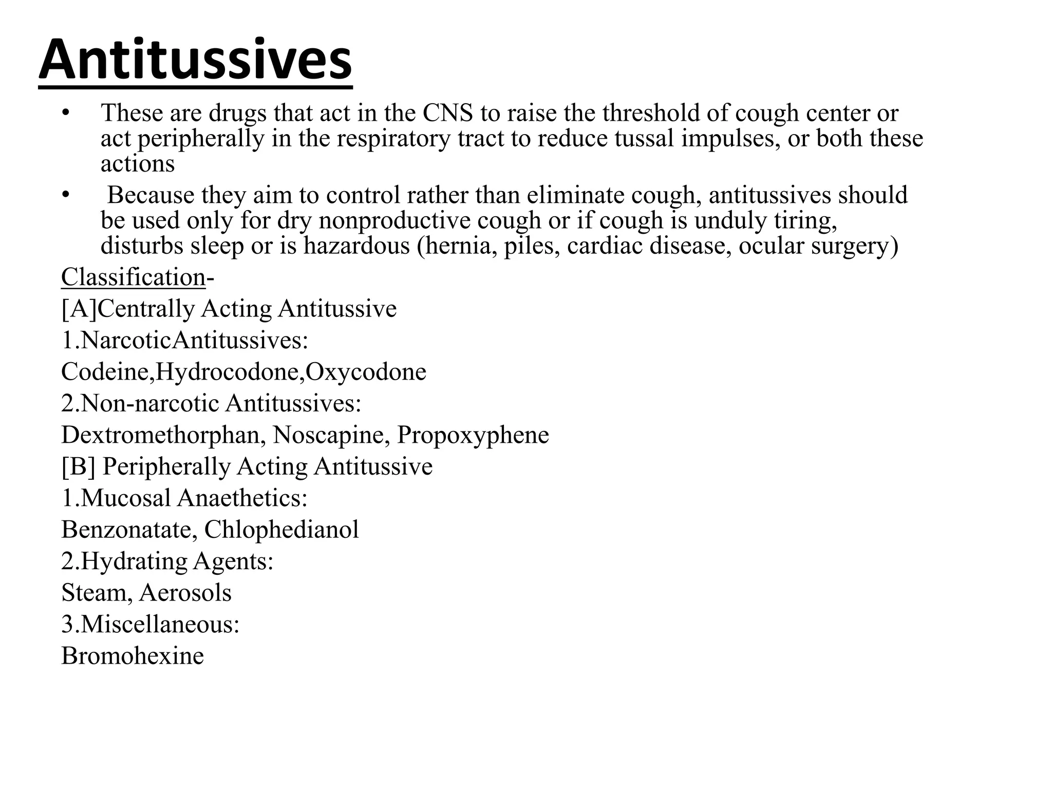 Mucolytics, Expectorants, Antitussives & Bronchodialators.pptx | Lung ...