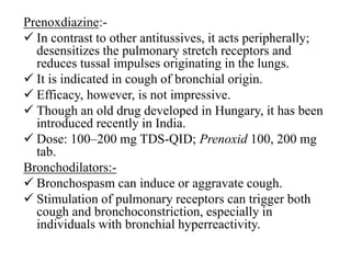 Mucolytics, Expectorants, Antitussives & Bronchodialators.pptx