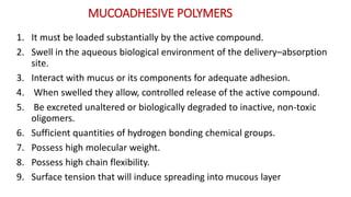 Mucoadhesive Drug delivery system | PDF