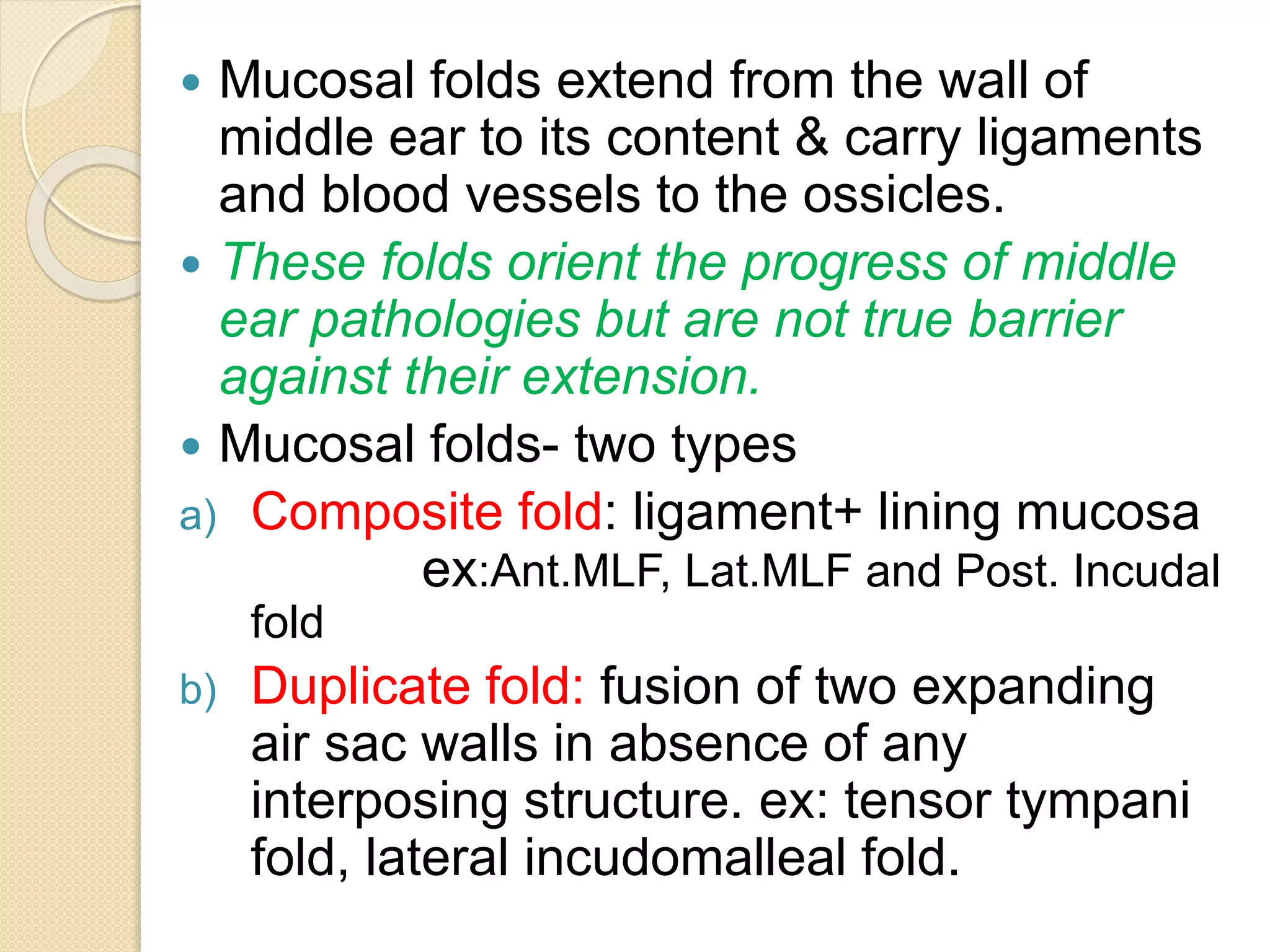 Mucosal folds of the middle ear | PPTX