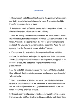Mud Filtration Test | DOCX