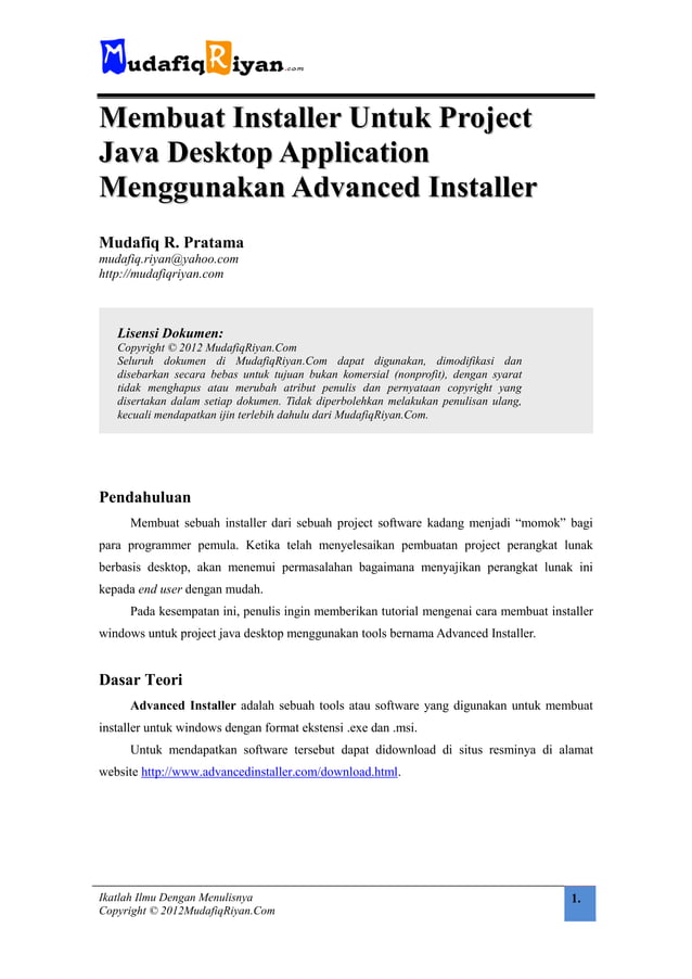 MudafiqRiyan - Membuat Installer Dari Java Desktop | PDF