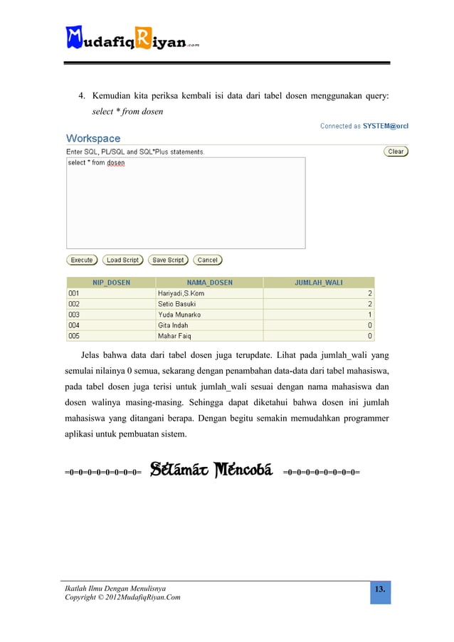 MudafiqRiyan - Trigger Pada Oracle 10g | PDF