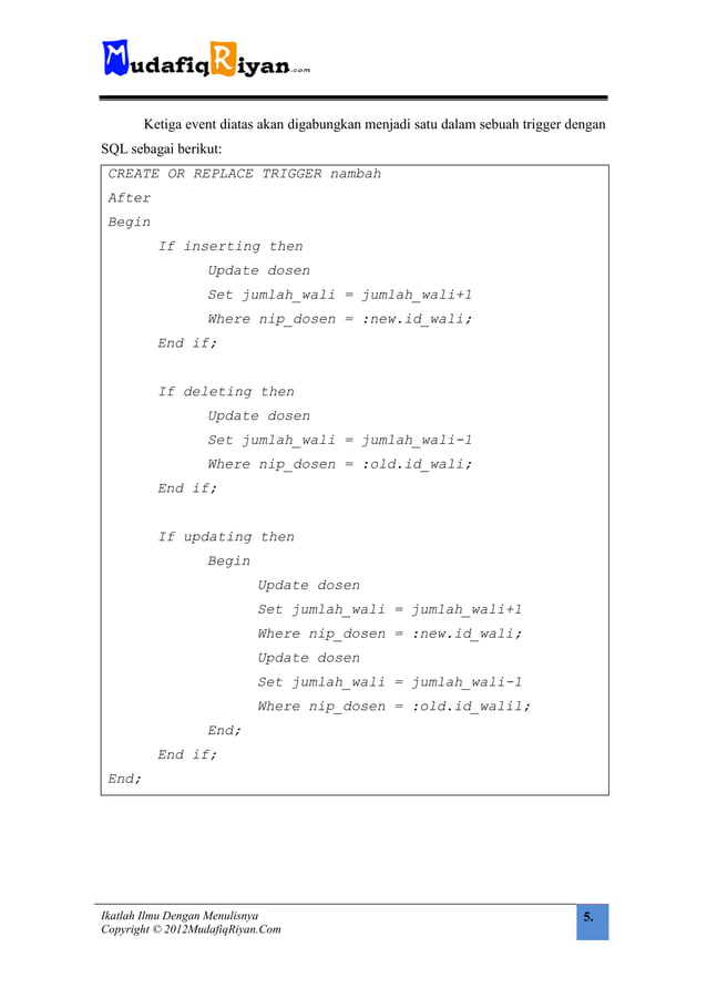 MudafiqRiyan - Trigger Pada Oracle 10g | PDF