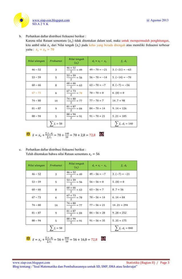 Mudahnya belajar statistika (bagian ii cara menghitung mean / rataan ...