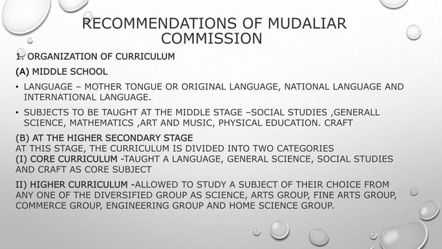 Mudaliar commission | PPTX | Secondary Education | Education