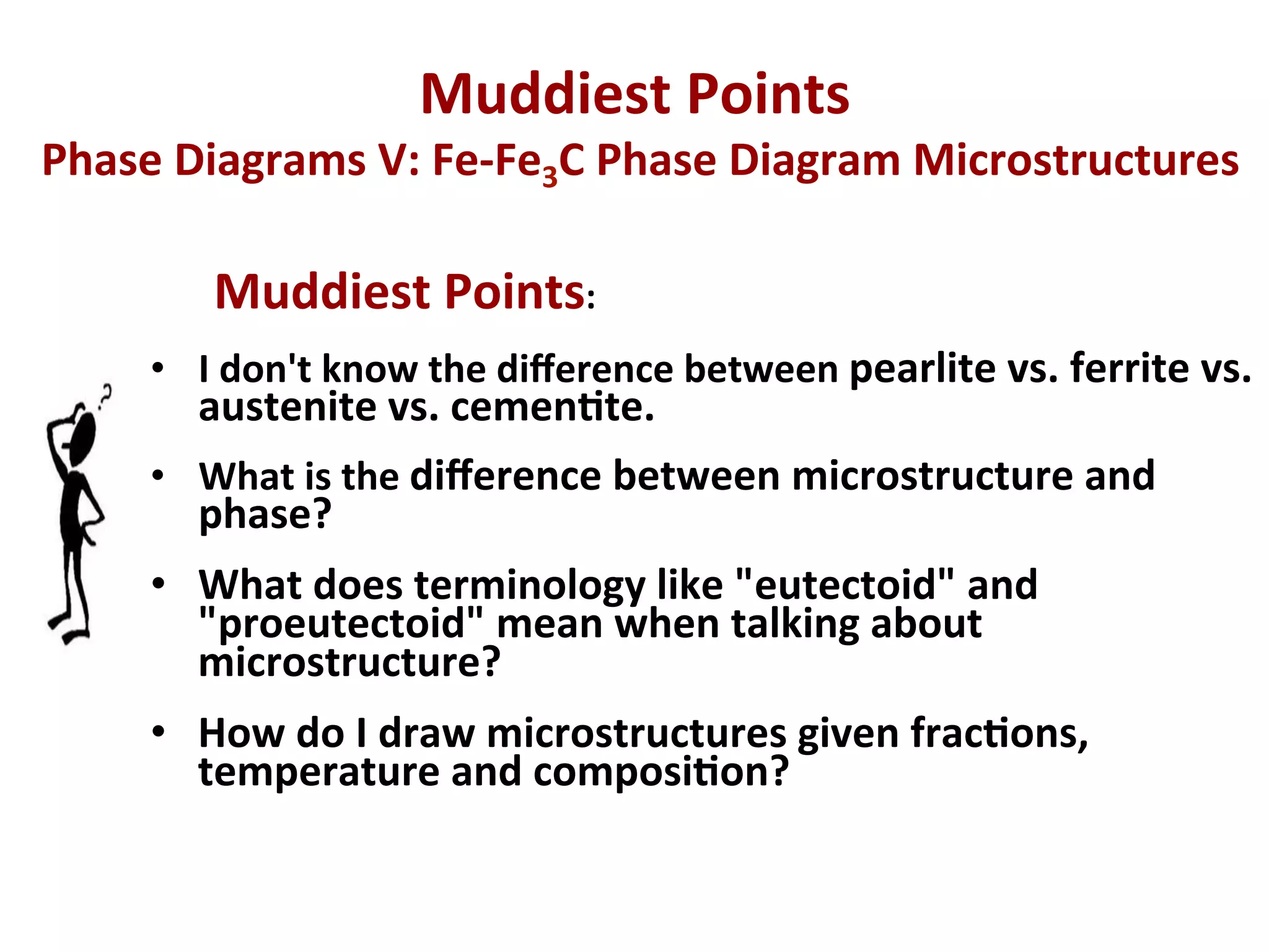 MSEASUSlides: Muddiest Point: Phase Diagrams V Fe-Fe3C Microstructures ...