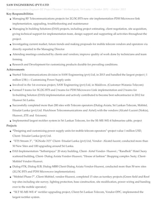 Muditha dasanayake telecommunications engineer | PDF | Telecommunications Industry | Industries