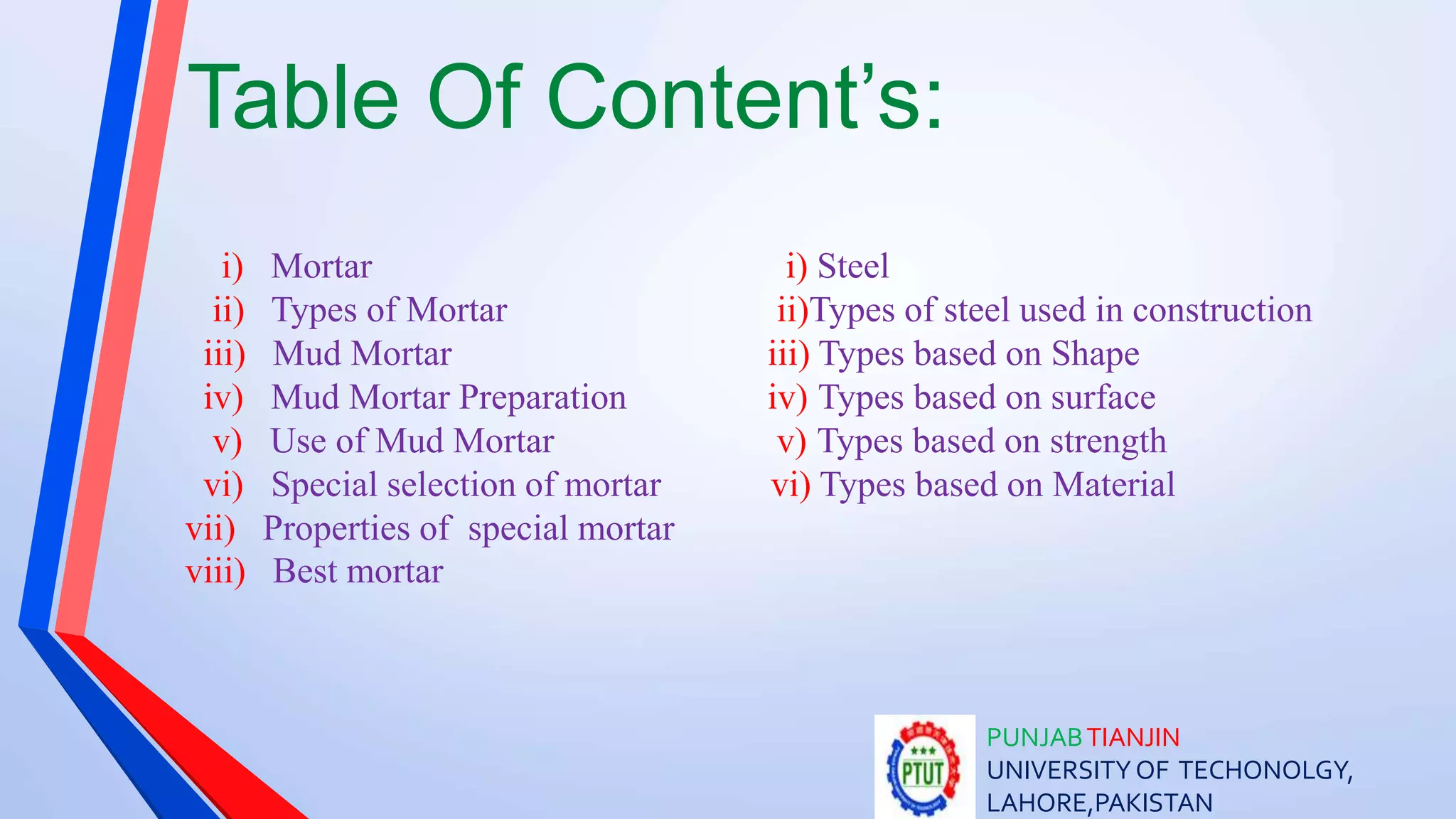 Mud mortar and steel | PPTX