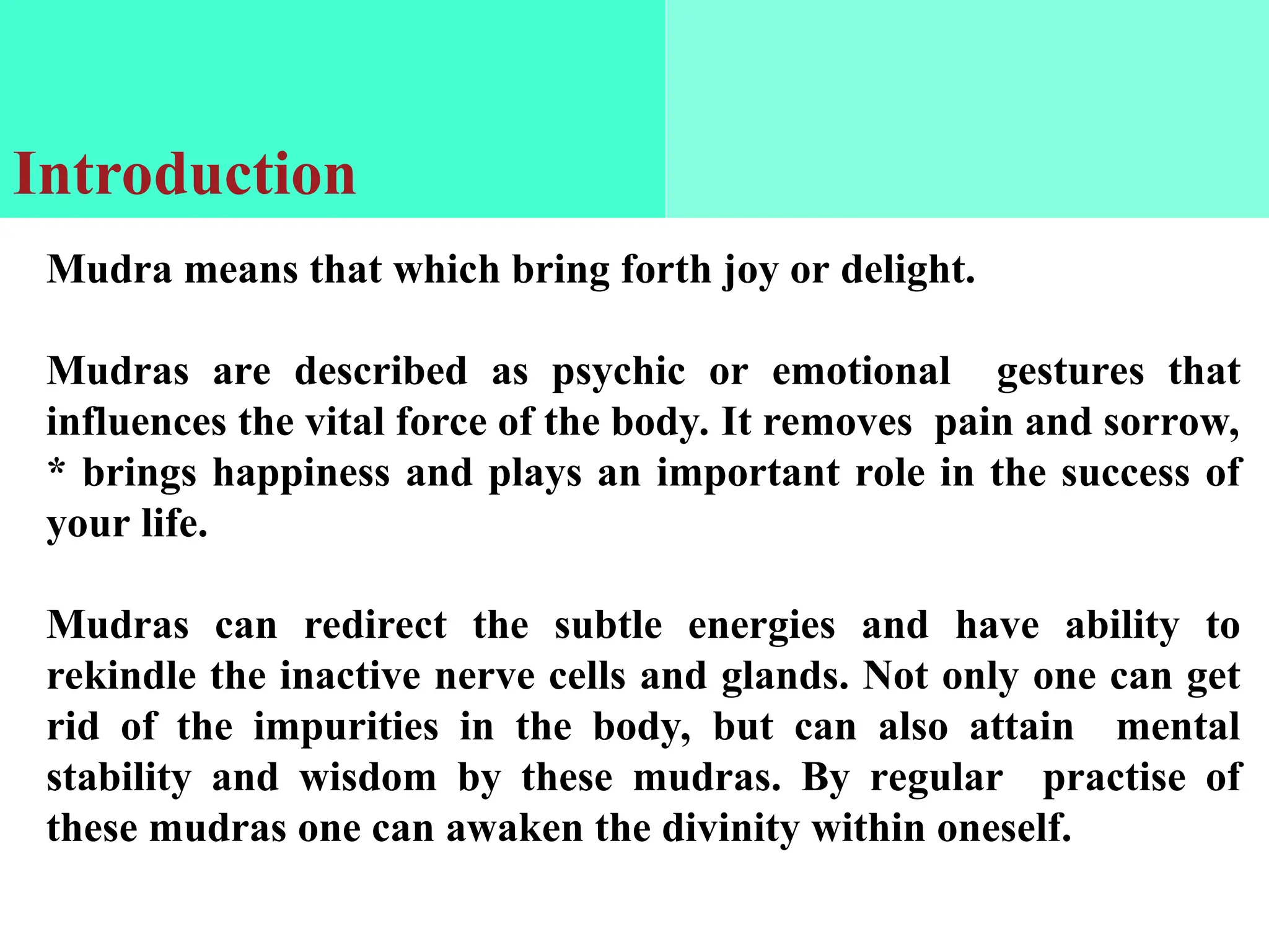 MUDRA PRACTICE FOR HEALTH AND WELL BEING | PPT