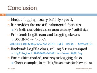 Efficient logging in multithreaded C++ server | PDF