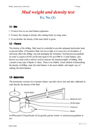 Mud weight and density test ex.no(1) | DOCX