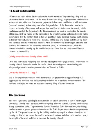Mud weight and density test ex.no(1) | DOCX