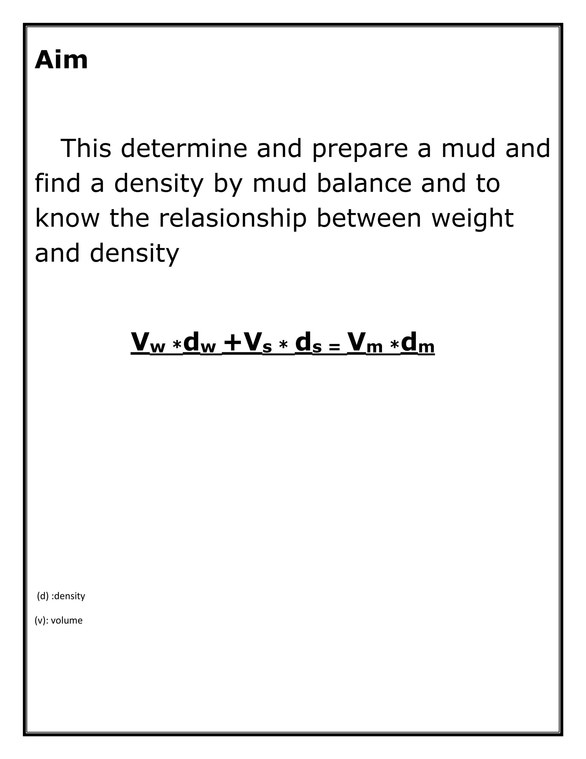 Mud balance test (drilling fluid lab test) | PDF