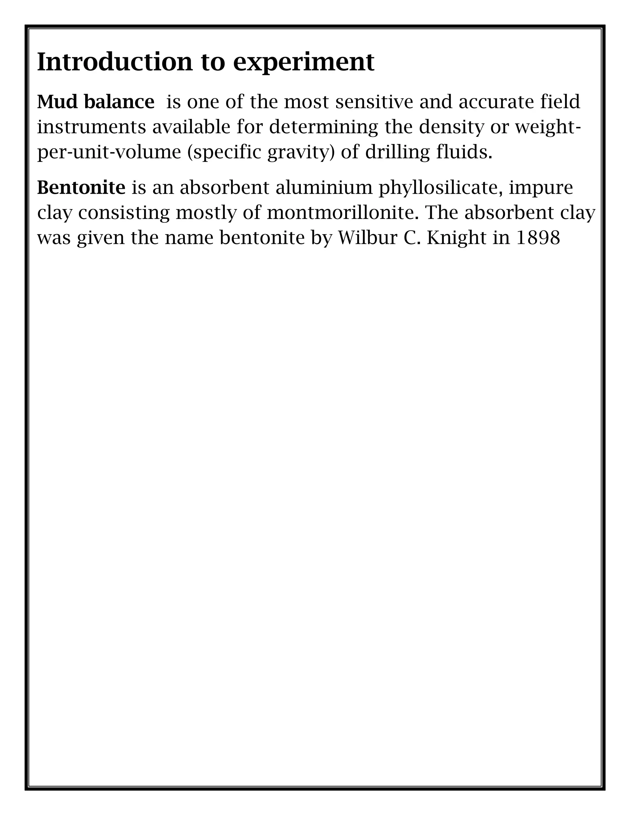 Mud balance test (drilling fluid lab test) | PDF