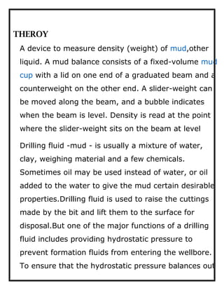 Mud balance test (drilling fluid lab test) | PDF