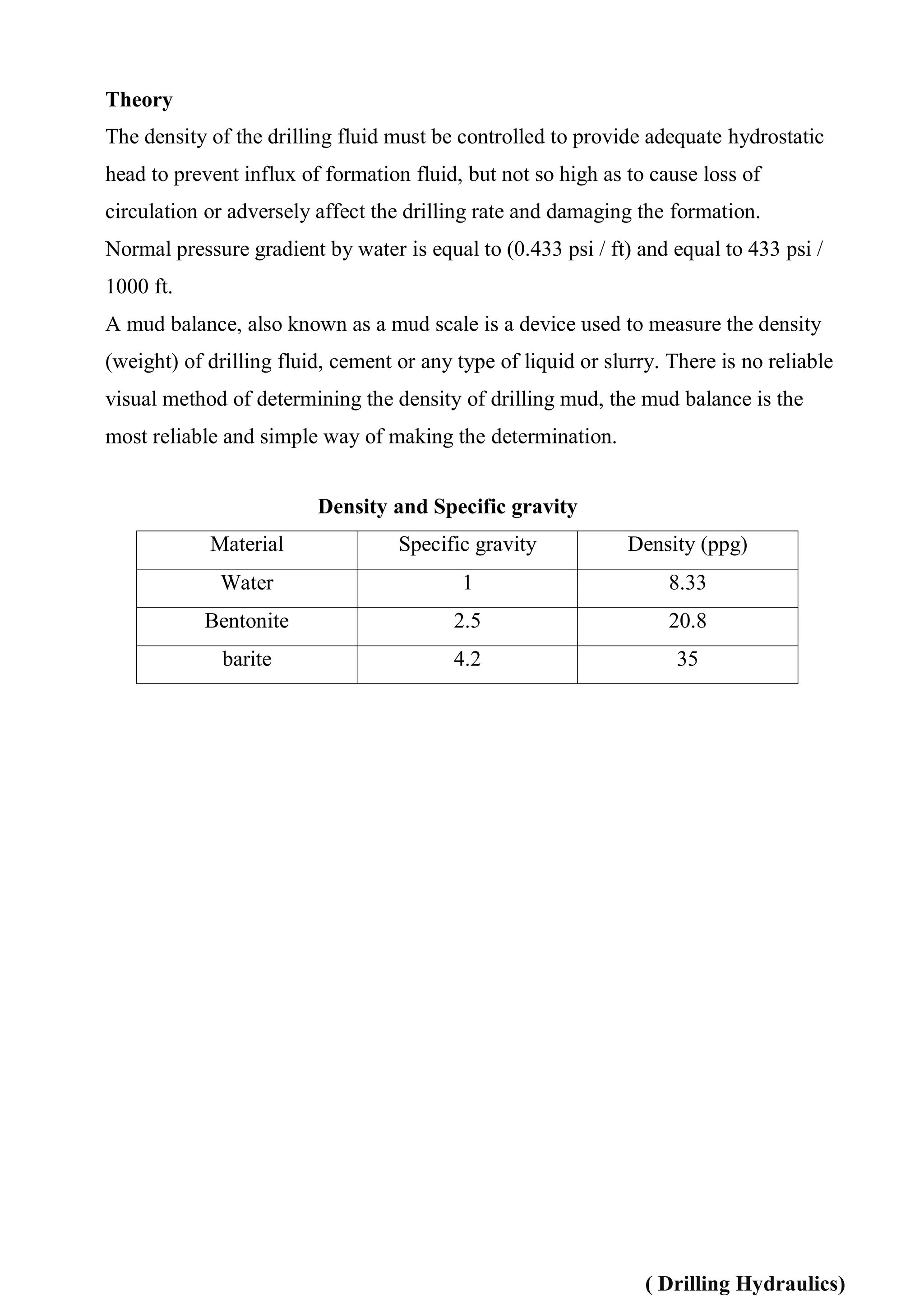 Mud weight density1 | PDF