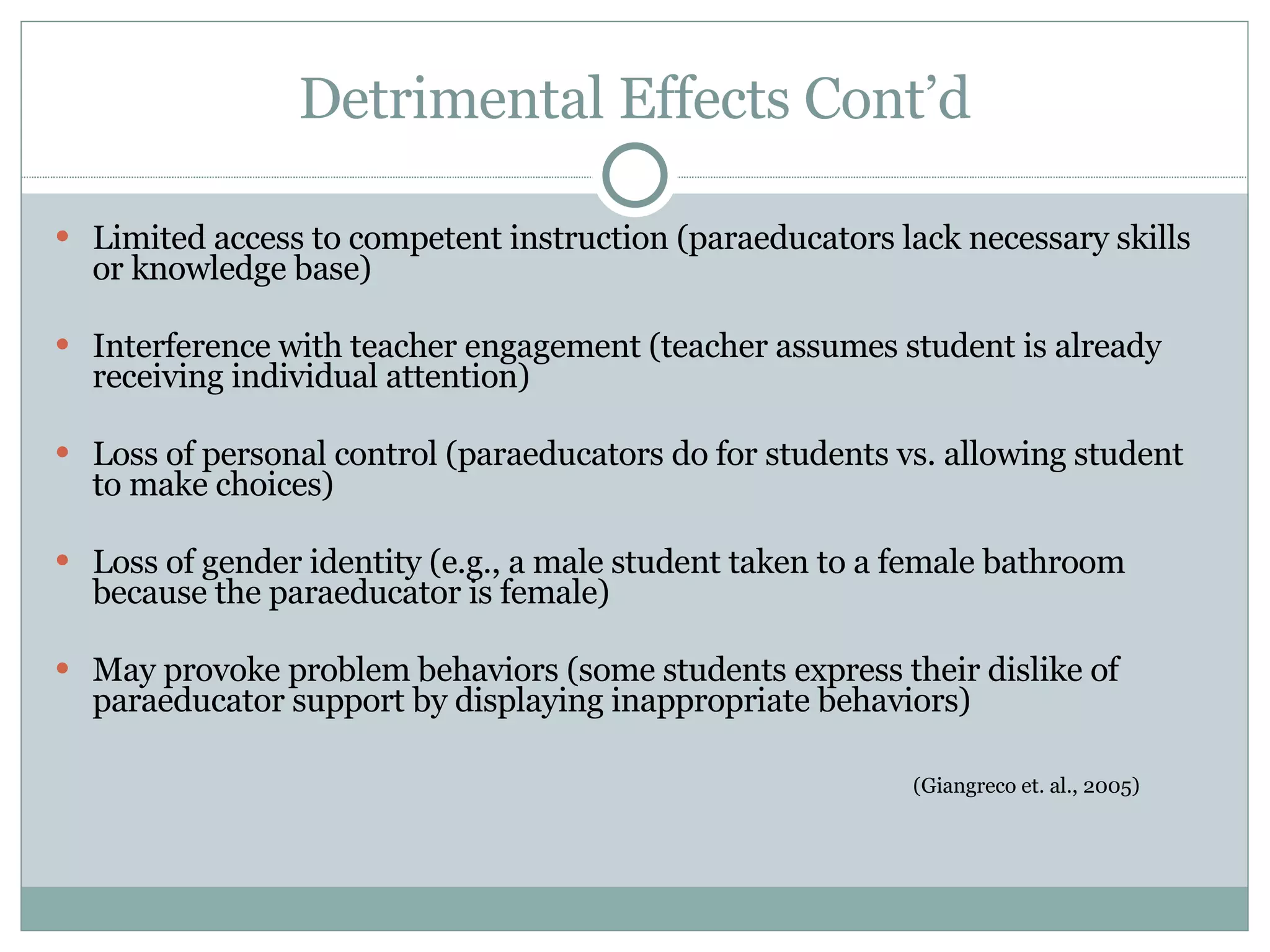 Avoiding the "Velcro Effect" Determining When a Student Requires ...