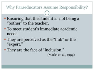Avoiding the "Velcro Effect" Determining When a Student Requires Paraeducator Support | PPT
