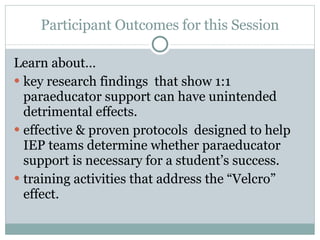 Avoiding the "Velcro Effect" Determining When a Student Requires ...